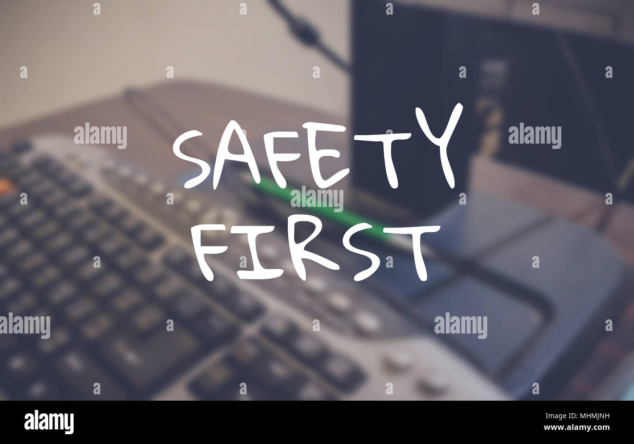 Safety first word with business blurring background Stock Photo - Alamy