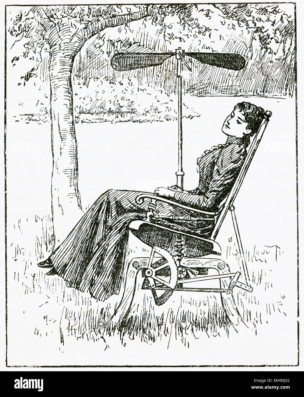 Rocking-chair with fan 1893 Stock Photo - Alamy