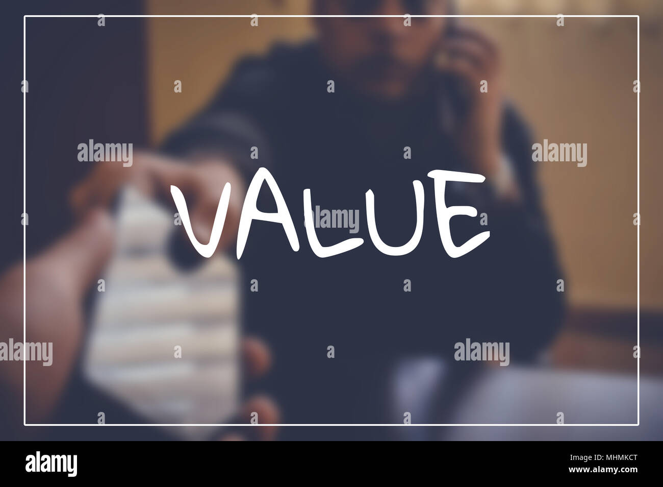 Value word with business blurring background Stock Photo - Alamy