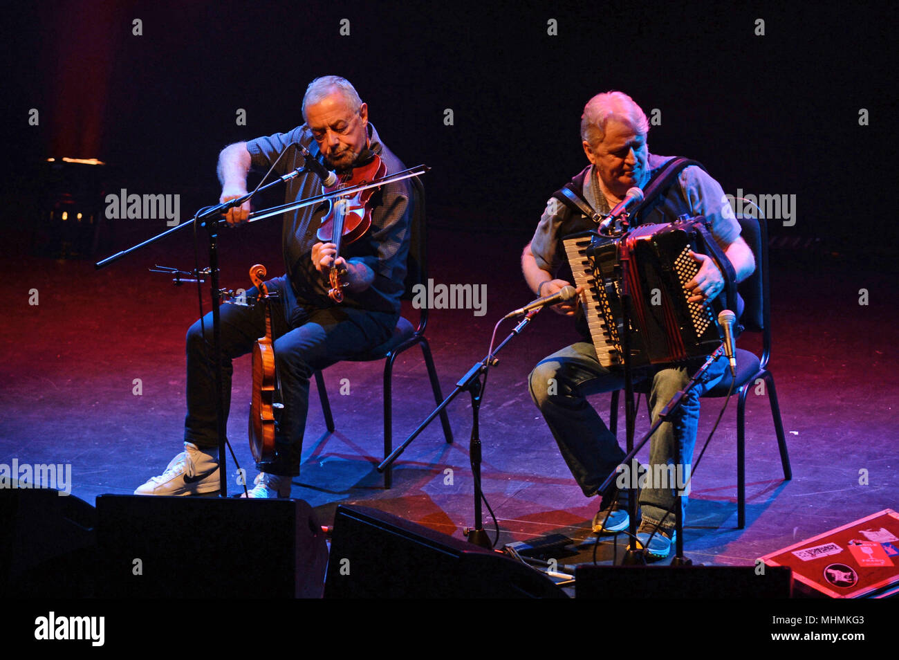 Phil Cunningham and Aly Bain playing at Mareel in Shetland Stock Photo ...