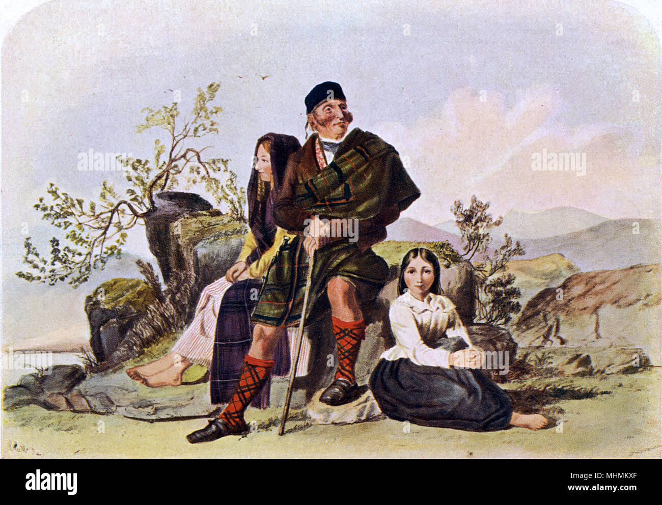 Portrait of the outlaw Ewen Macphee & his family. Date: 1848 Stock ...