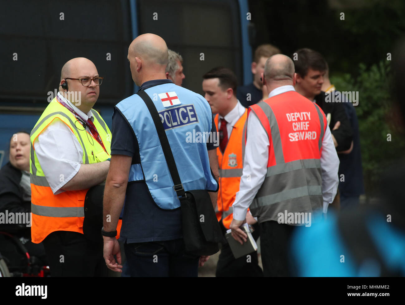 Liverpool FC stewards at Villa Borghese in Rome, where the fans are to ...