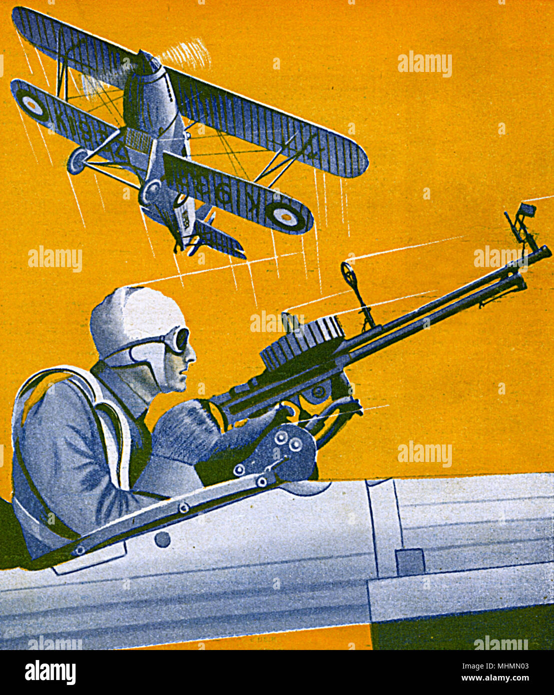 Gunner in a fighter plane Stock Photo - Alamy