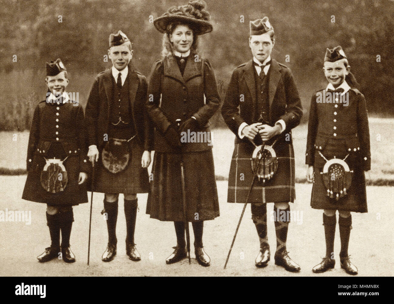 Five of the children of King George V: (from left) Prince George ...
