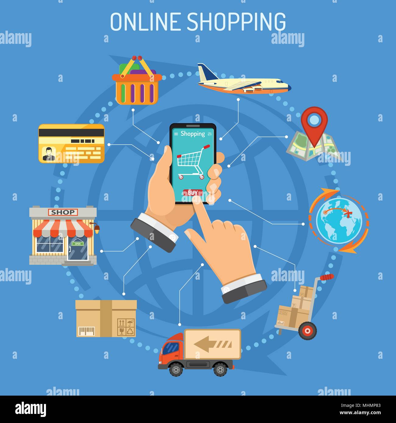 Online shopping goods delivery Stock Vector Images - Alamy