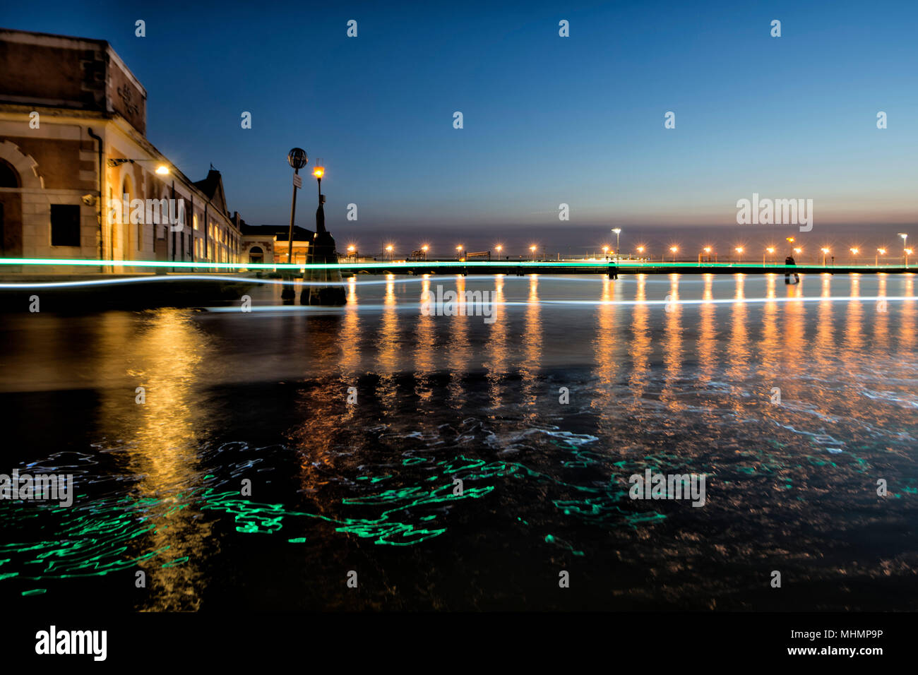 venice canals night view with light reflections Stock Photo - Alamy