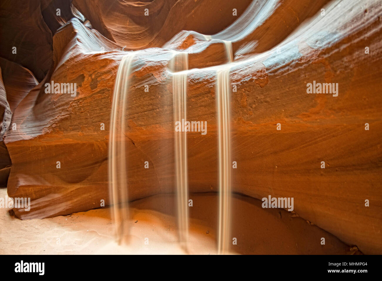 Sand falling inside Antelope Canyon Stock Photo - Alamy