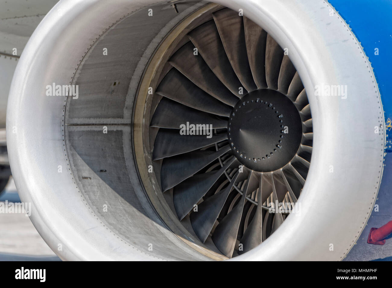 Airplane Jet gas turbine engine detail Stock Photo - Alamy
