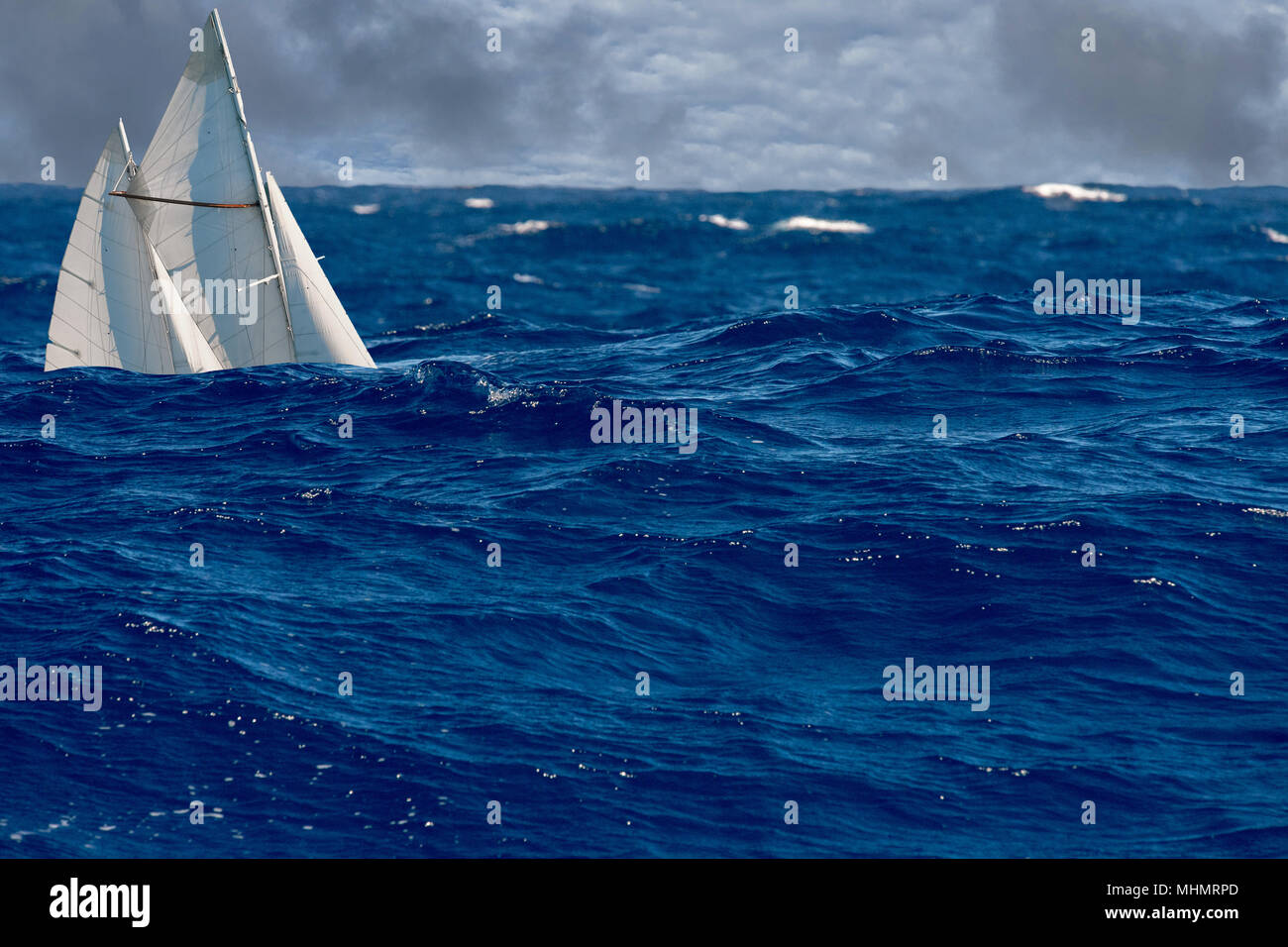 sail ship in big ocean tempest Stock Photo - Alamy