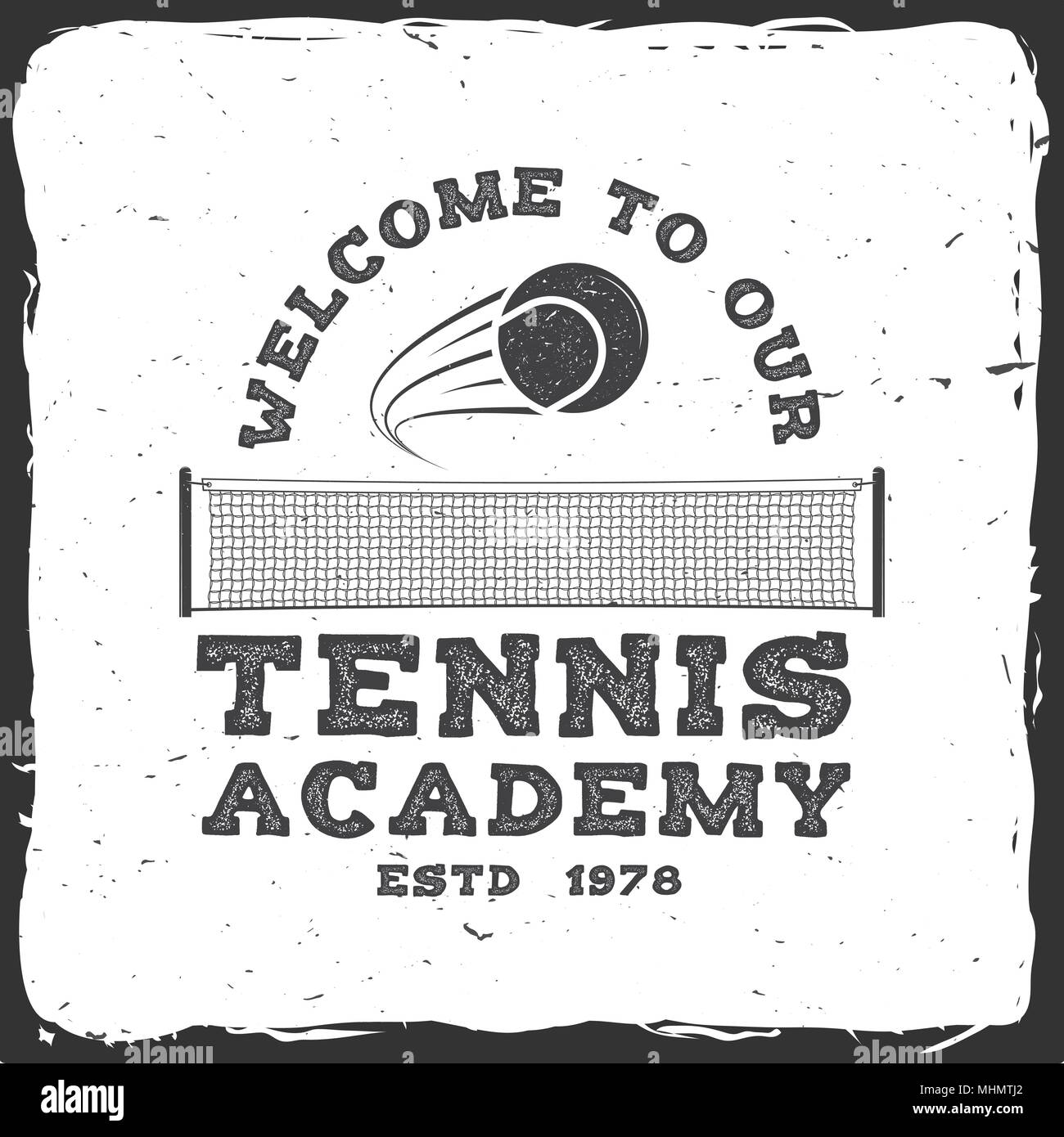 Welcome to our Tennis Academy. Vector illustration. Concept for shirt ...