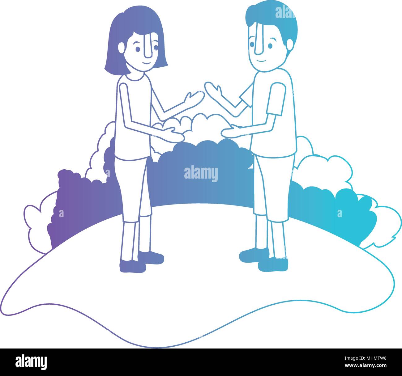 couple isometrics in field landscape avatars characters Stock Vector ...
