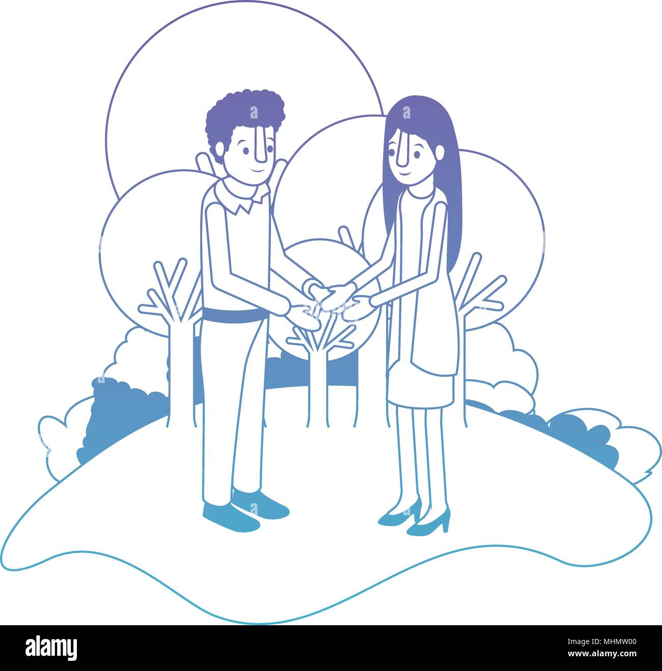 couple isometrics in field landscape avatars characters Stock Vector ...