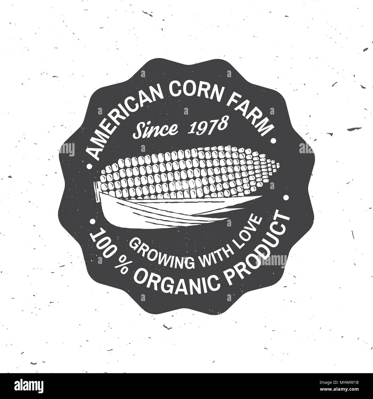 American corn Farm Badge or Label. Vector illustration. Vintage ...