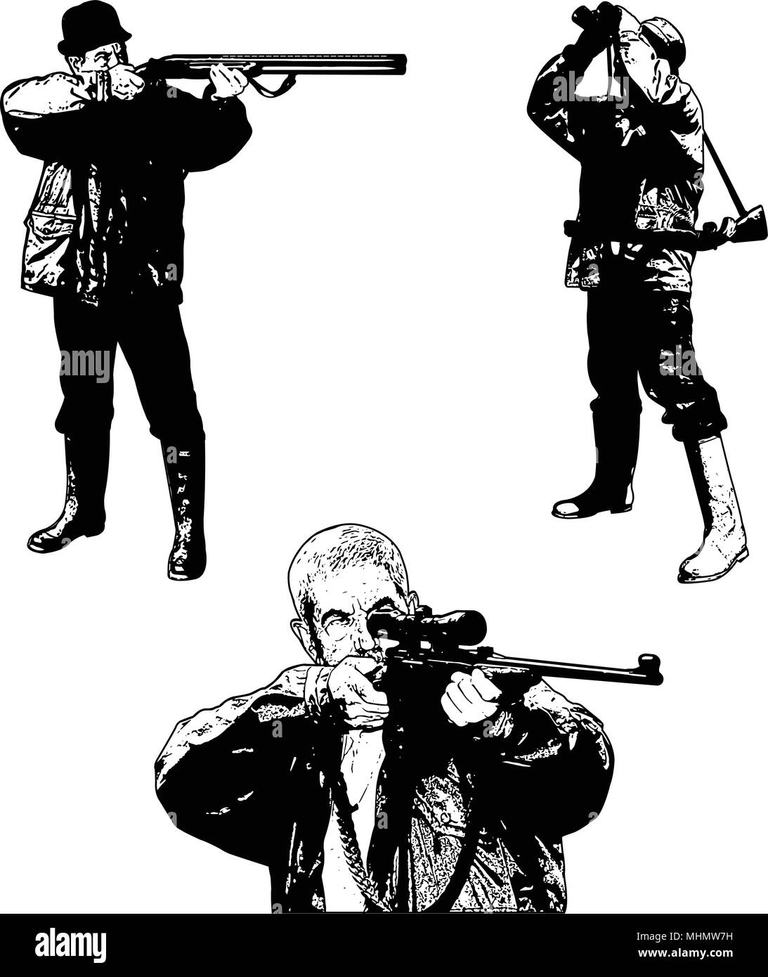 hunters sketch set 2 - illustration, vector Stock Vector Image & Art ...