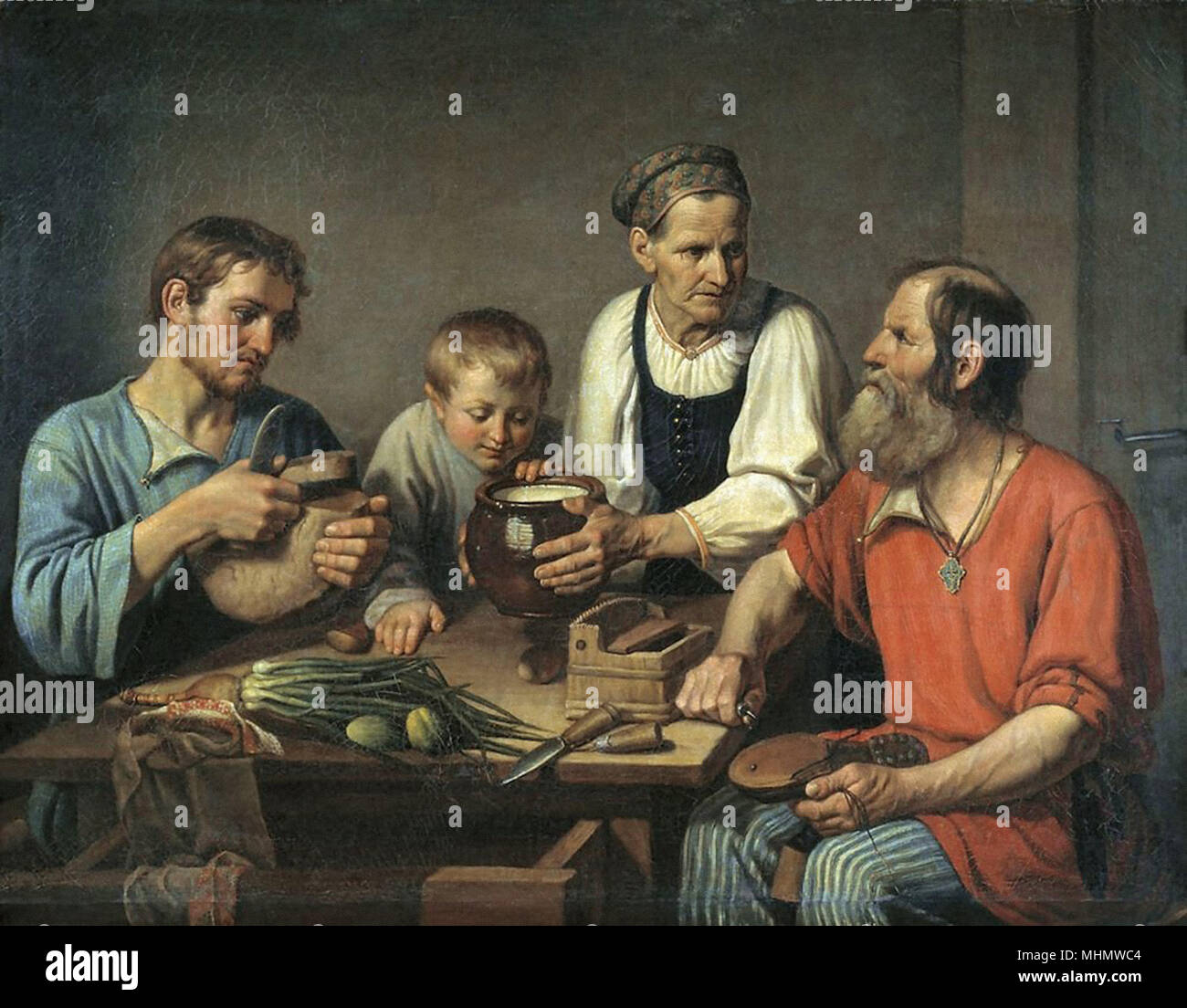 Solntsev Fedor Grigorevich - Peasant Family at Lunch Stock Photo - Alamy