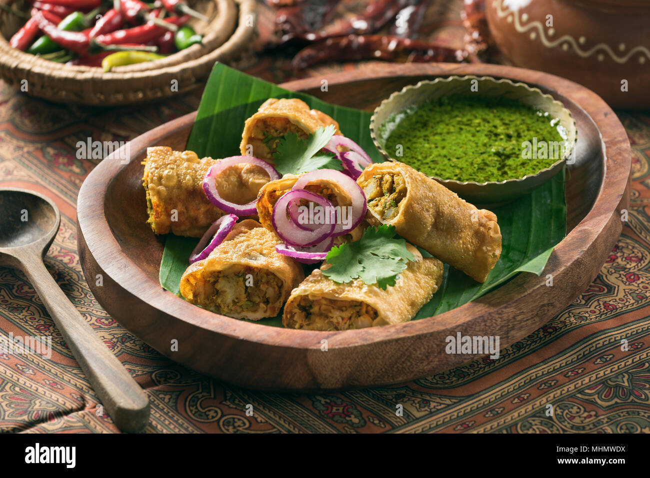 Goan prawn stuffed papads. Goa India Food Stock Photo - Alamy