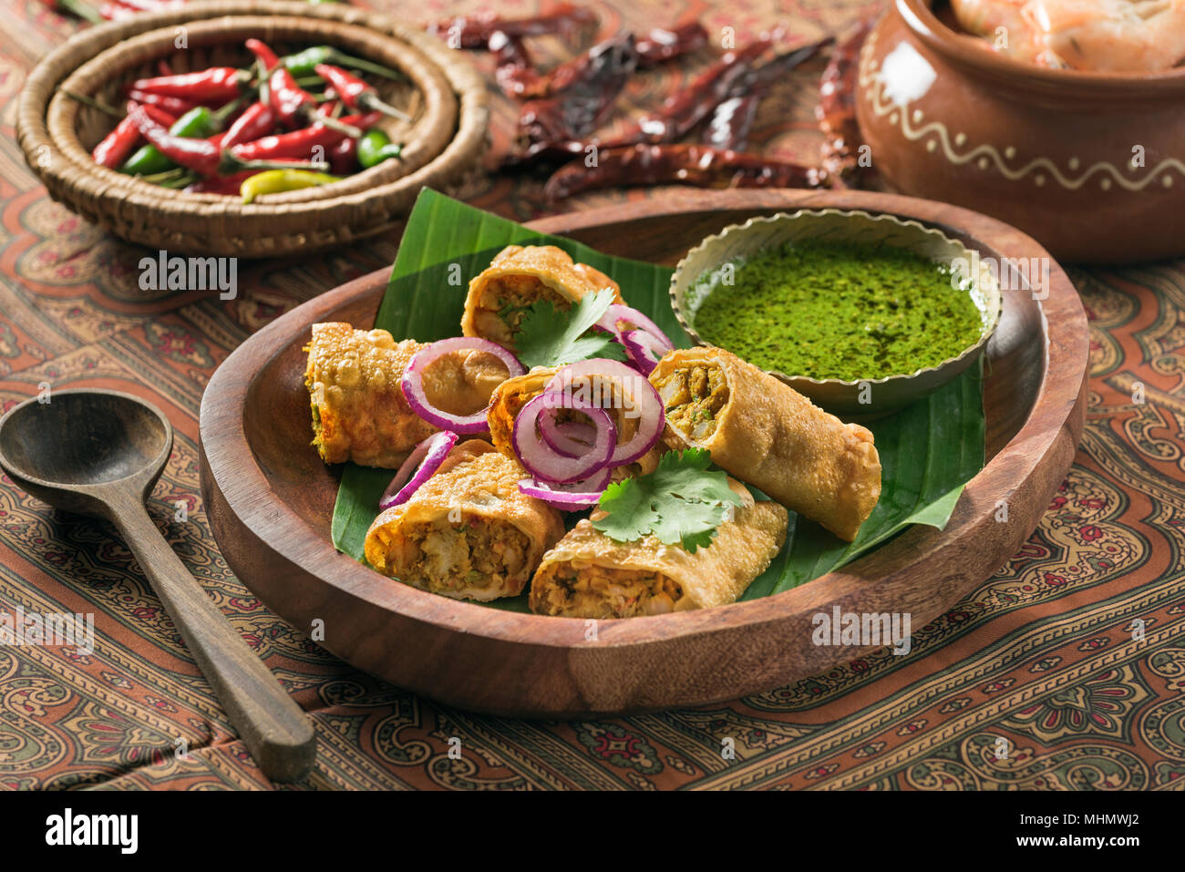 Goan prawn stuffed papads. Goa India Food Stock Photo - Alamy