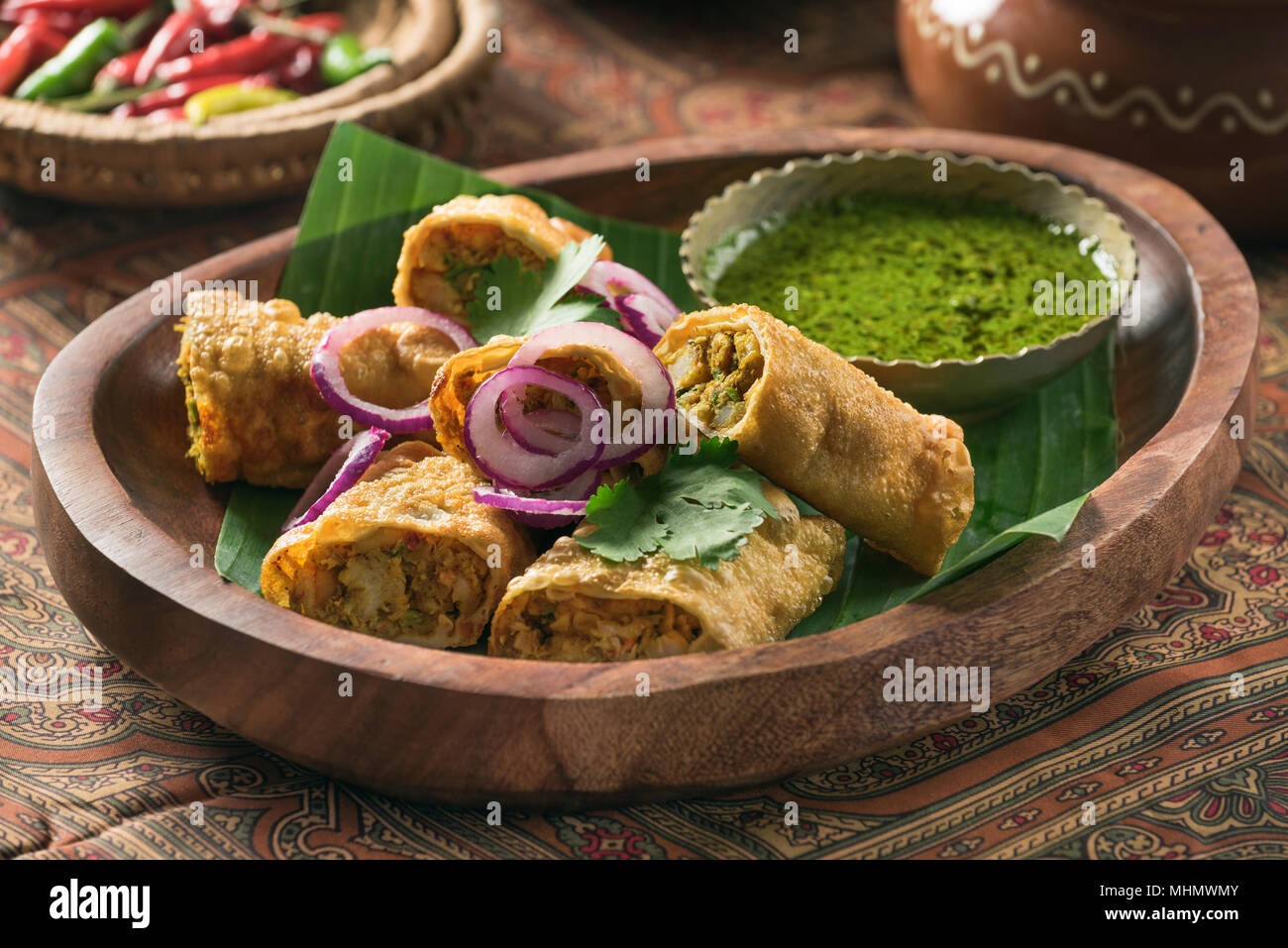 Goan prawn stuffed papads. Goa India Food Stock Photo - Alamy