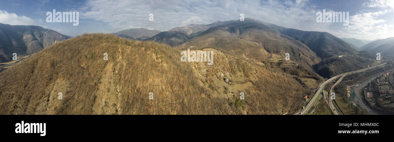 A7 highway Milan to Genoa aerial view Panorama Stock Photo - Alamy