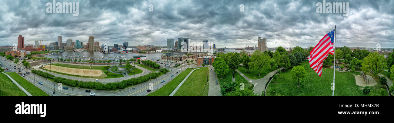 Baltimore aerial view panorama cityscape landscape Stock Photo - Alamy