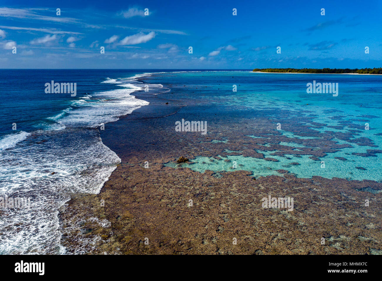 Aitutaki lagoon Polynesia Cook Islands tropical paradise aerial view ...