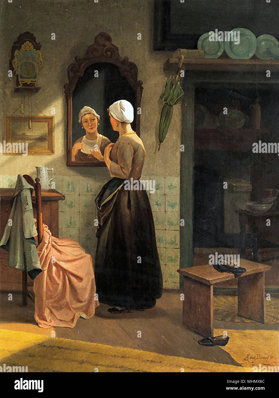 Doorn Adriaan Van - Dutch Girl In An Interior Stock Photo - Alamy