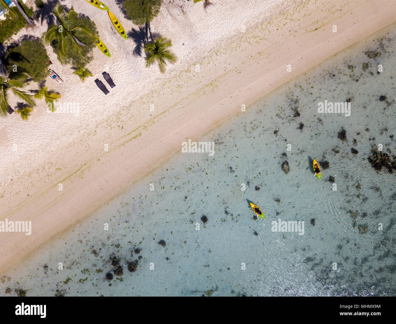Canoe and kayaks in Polynesia Cook Islands tropical paradise Aitutaki ...