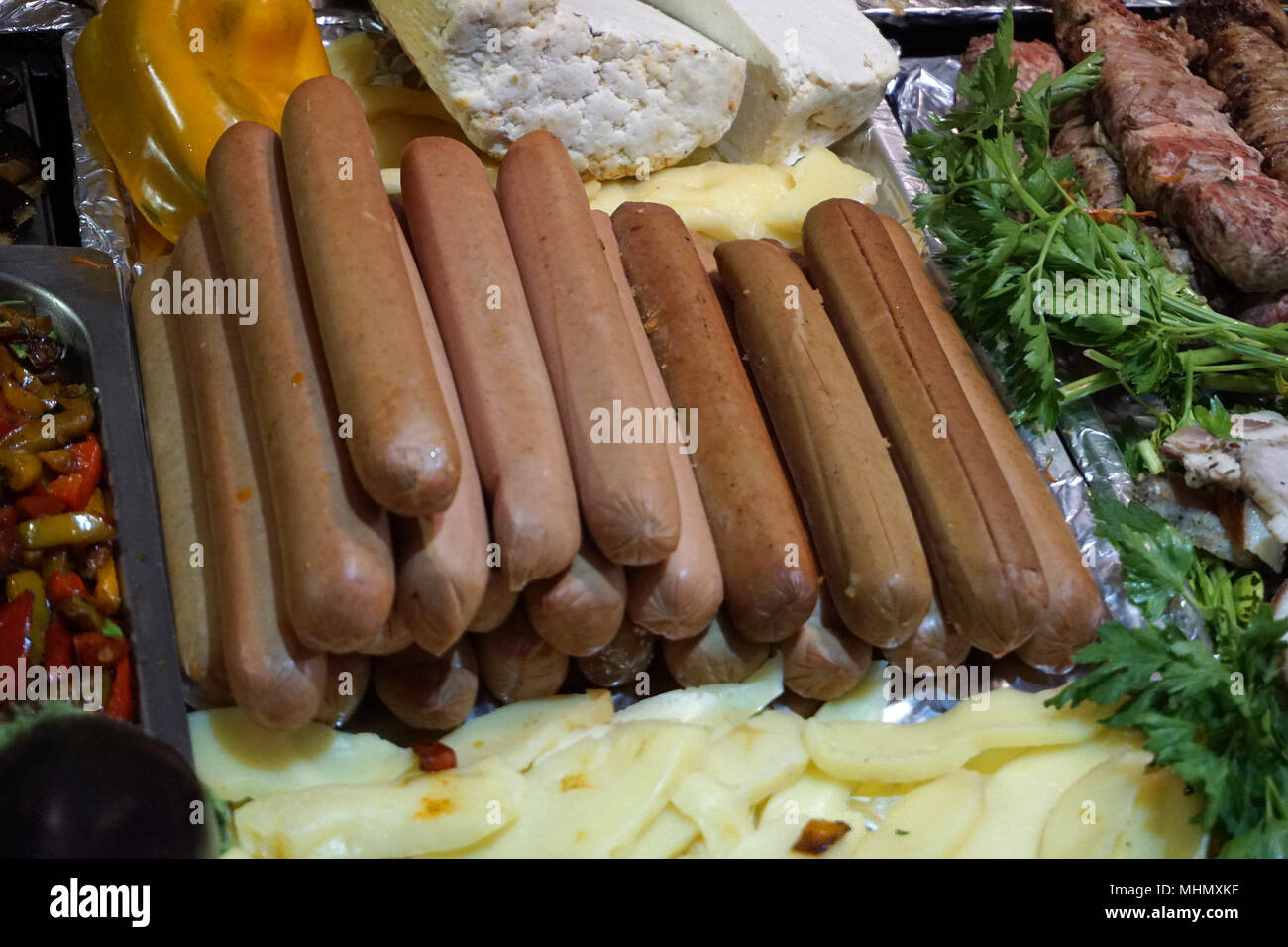 sausage wurstel Italian Panini with chips in florence Stock Photo - Alamy