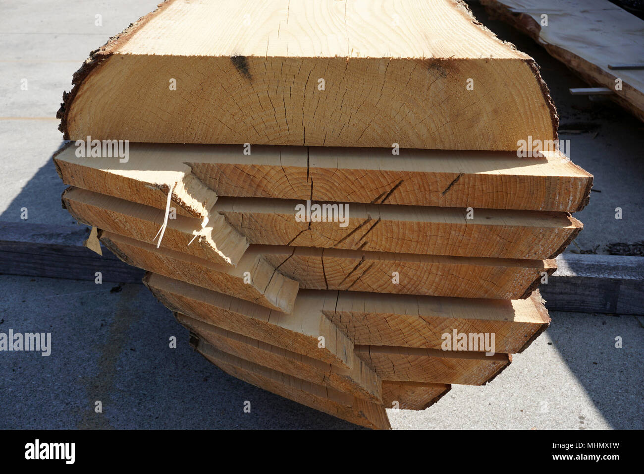 wood log and block in sawmill detail Stock Photo - Alamy