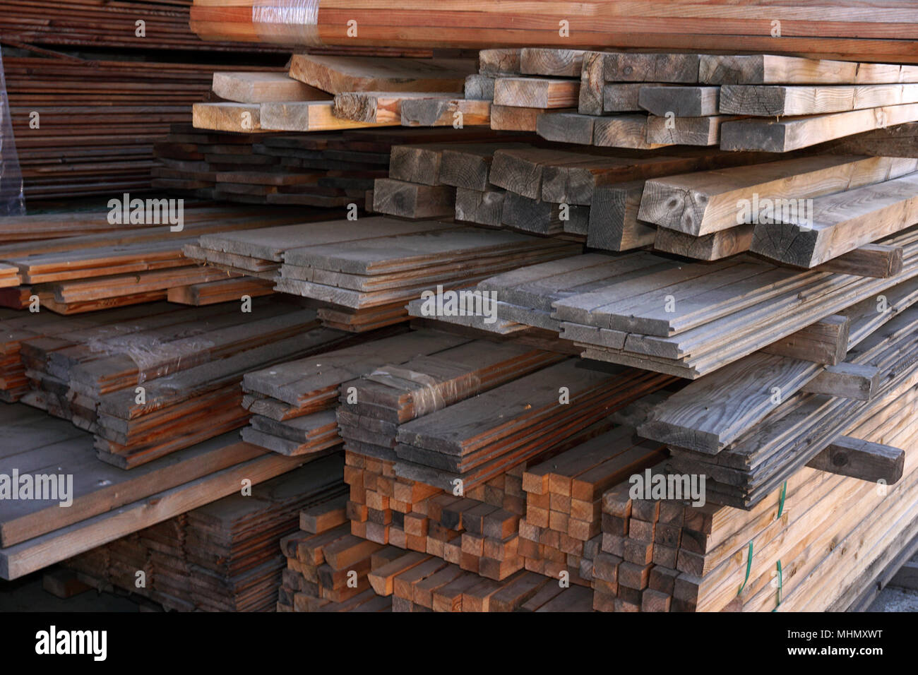 wood log and block in sawmill detail Stock Photo - Alamy