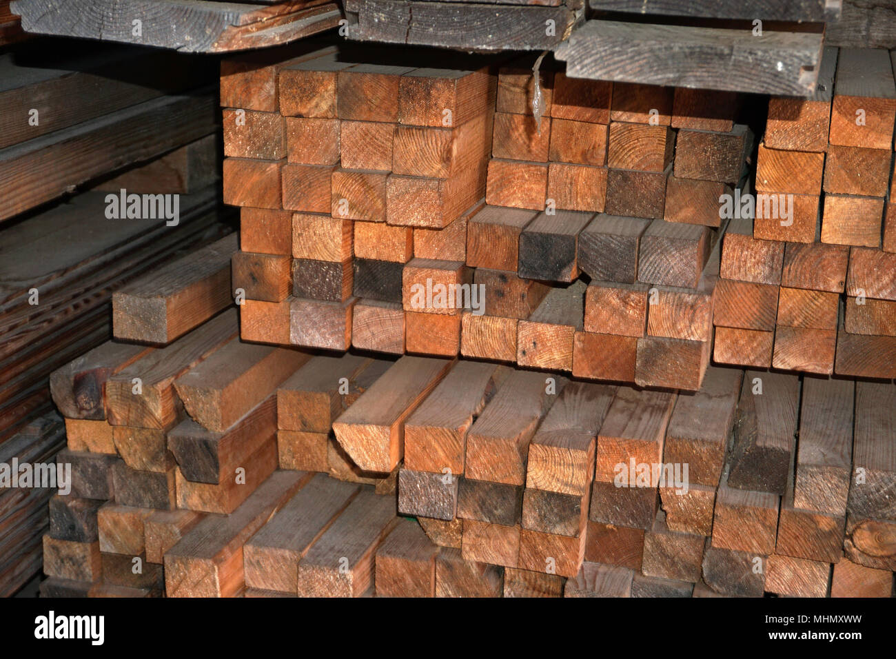 wood log and block in sawmill detail Stock Photo - Alamy