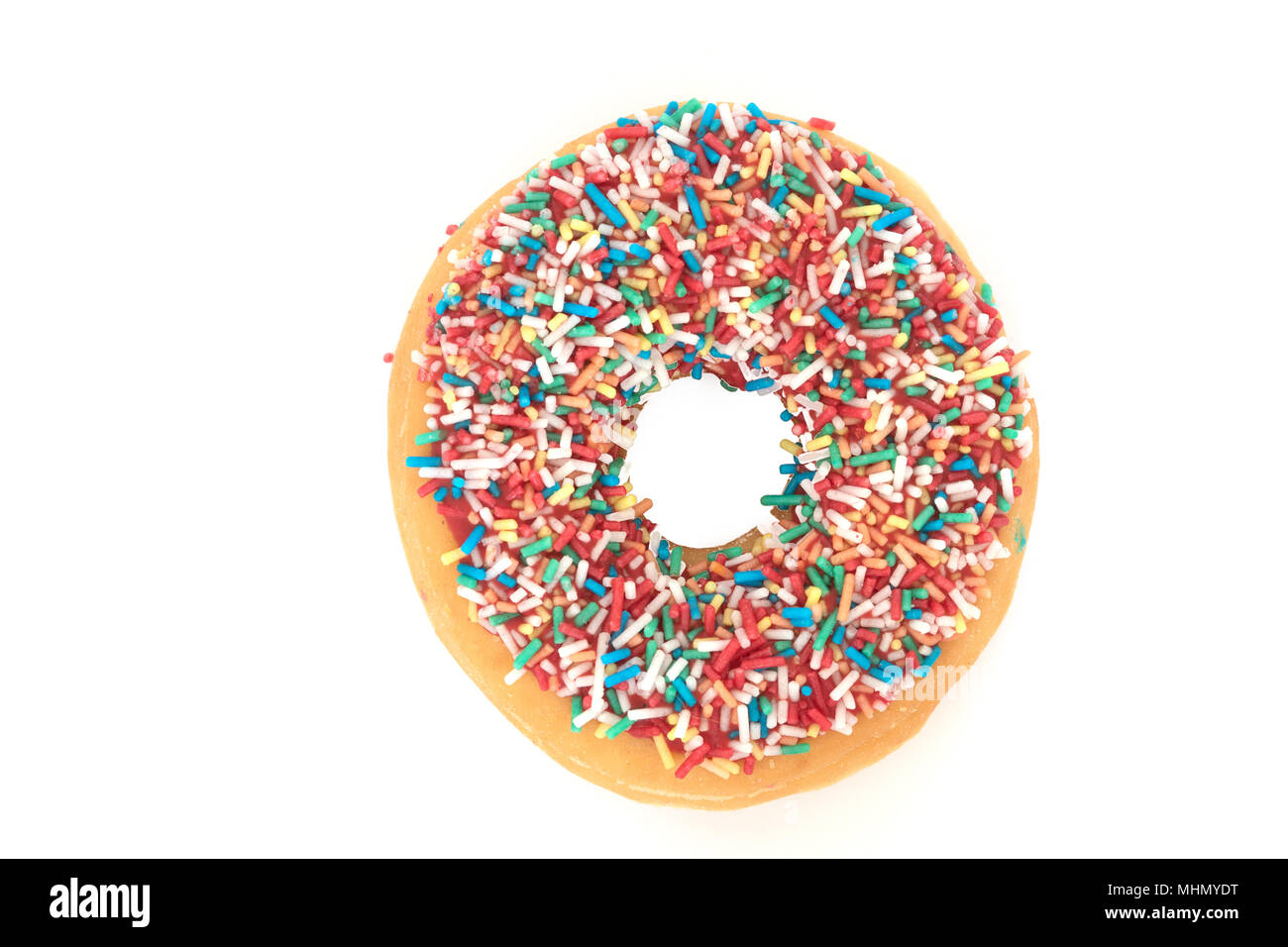 Donut with colorful sprinkles isolated on white background Stock Photo ...