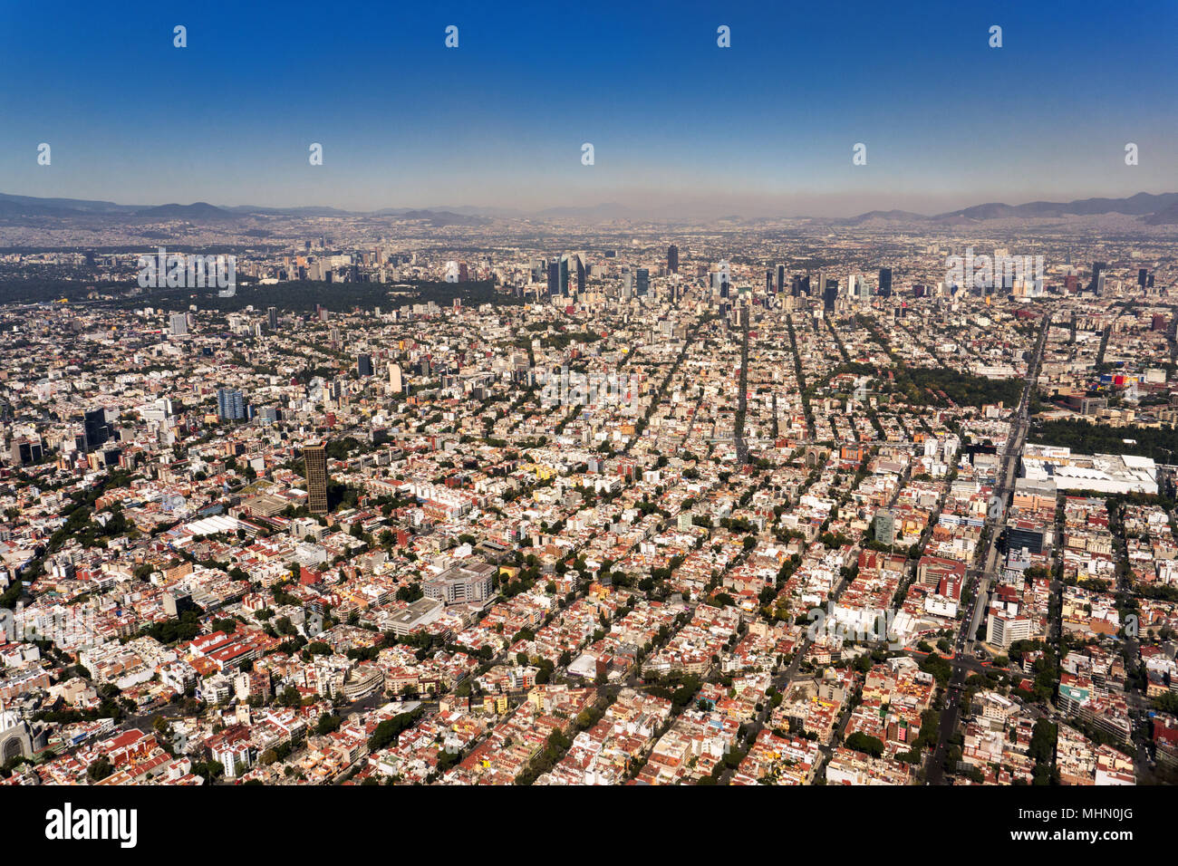 mexico city aerial view landscape from airplane Stock Photo - Alamy