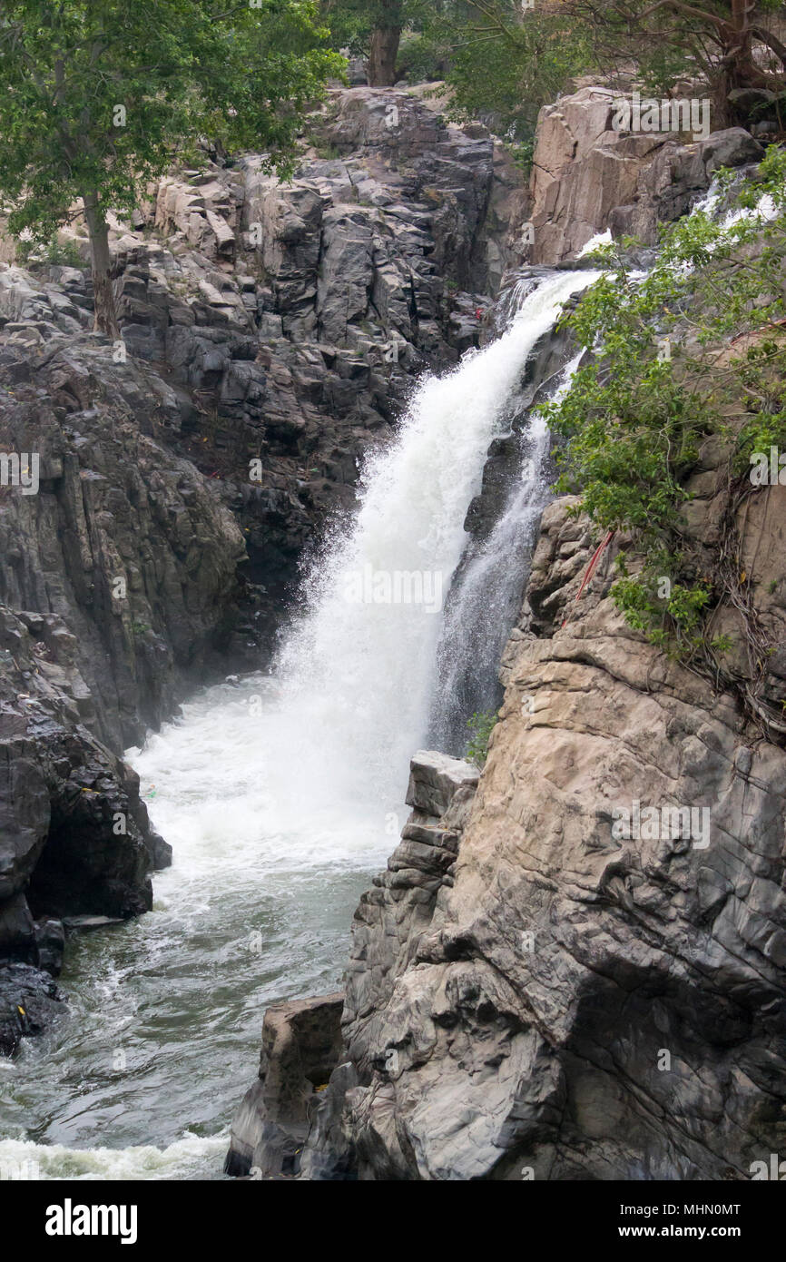 Hogenakkal waterfall in South India on the Kaveri river in the ...
