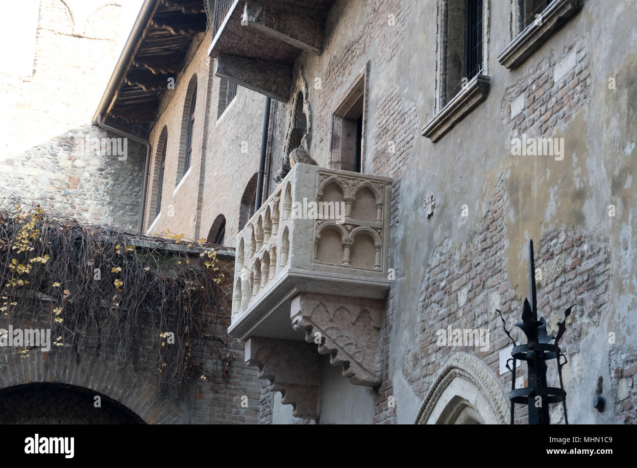 VERONA, ITALY - DECEMBER 7 2017 - Tourist visiting romeo and juliet ...