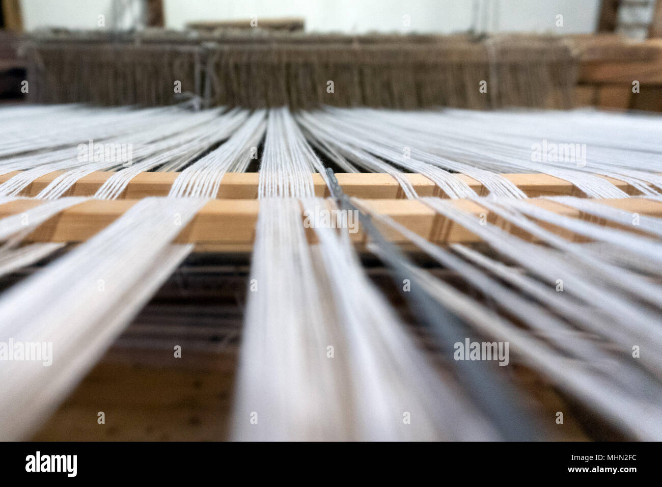 vintage old loom sewing weaving machine close up Stock Photo - Alamy