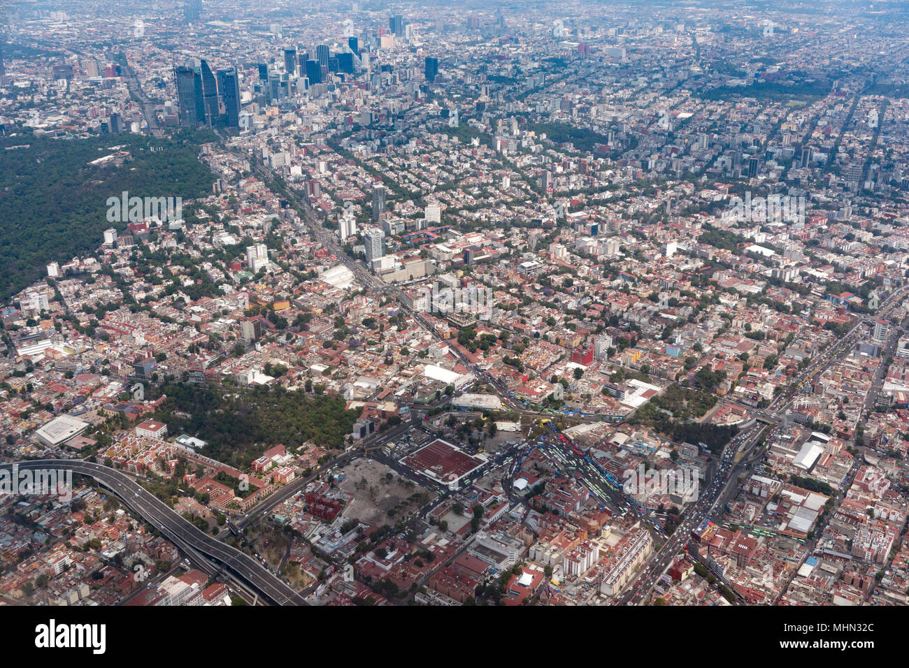 mexico city aerial view landscape from airplane Stock Photo - Alamy