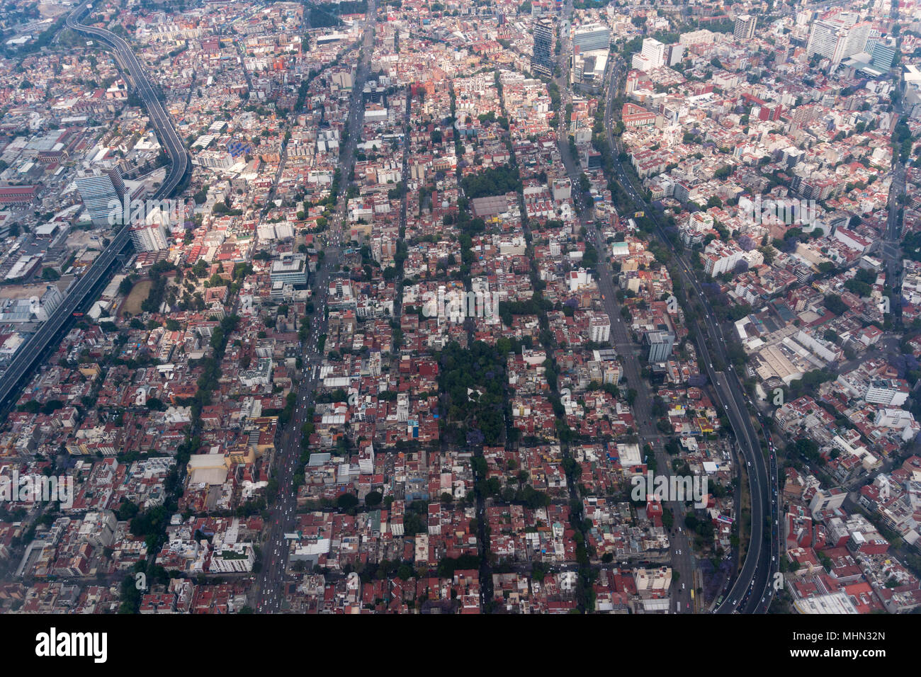 mexico city aerial view landscape from airplane Stock Photo - Alamy