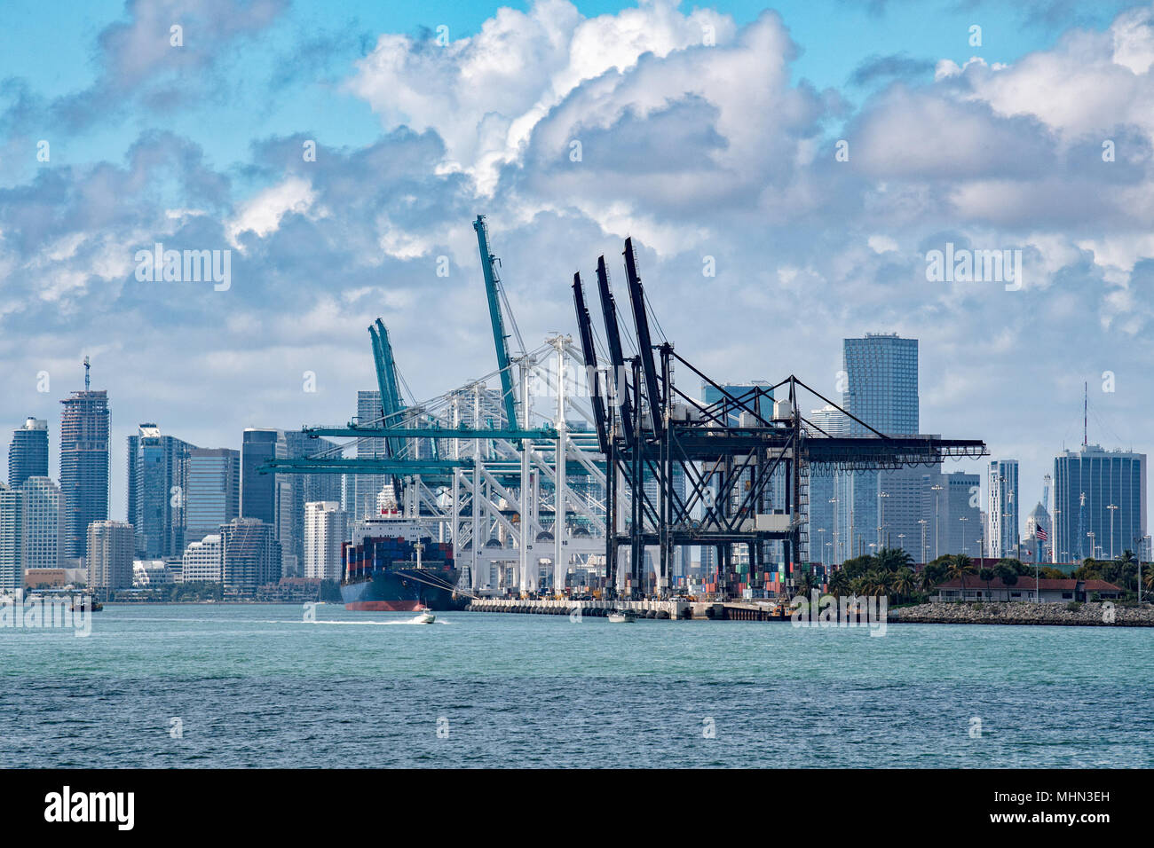 Florida miami harbour and downtown view panorama cityscape Stock Photo ...