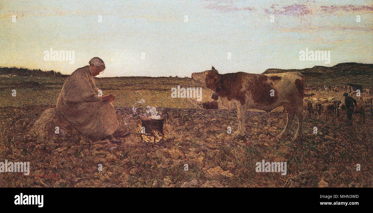 Segantini Giovanni - the Sad Hour 2 Stock Photo - Alamy