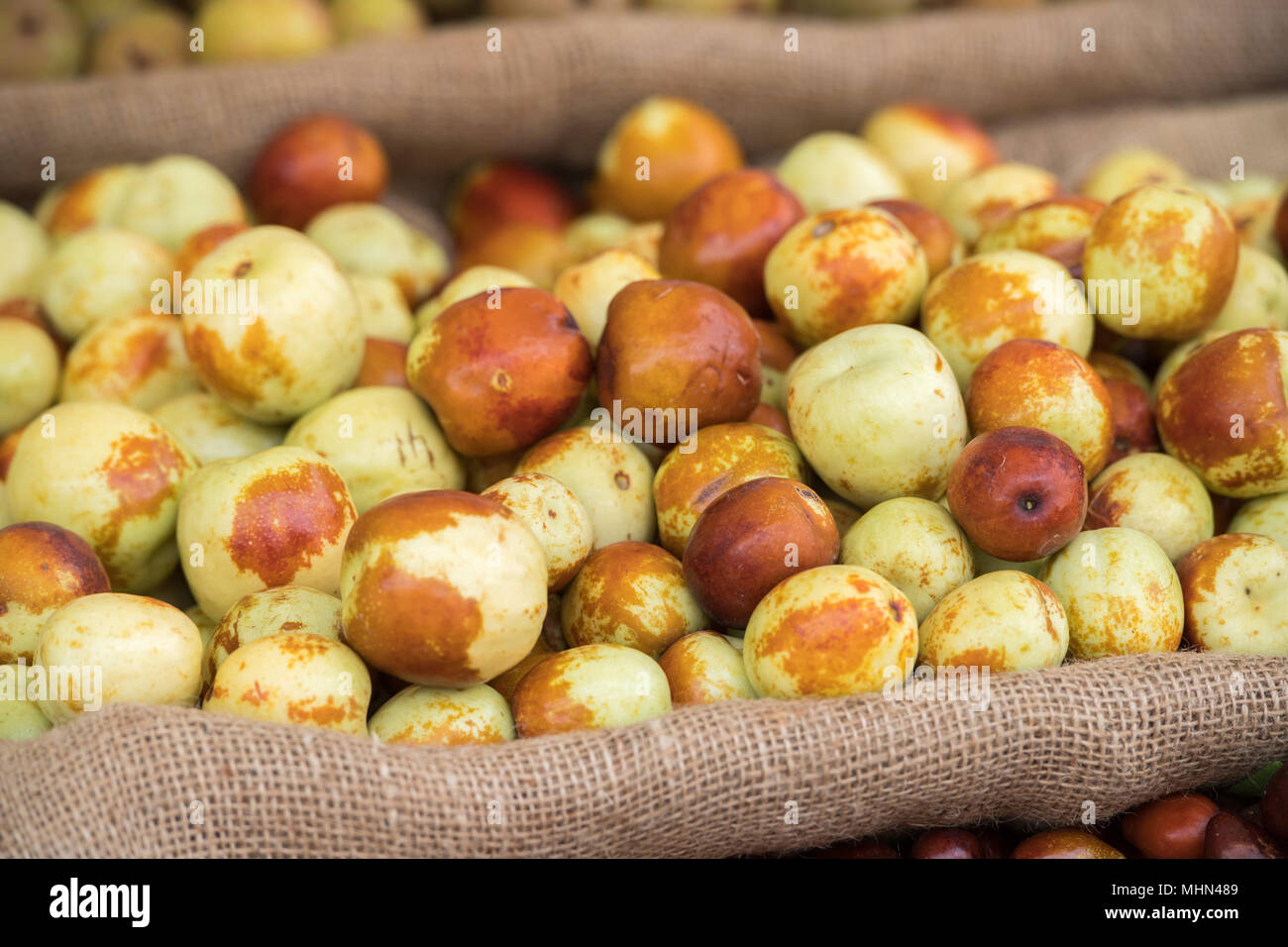 big jujube fruit from Italy for sale at market detail close up Stock ...