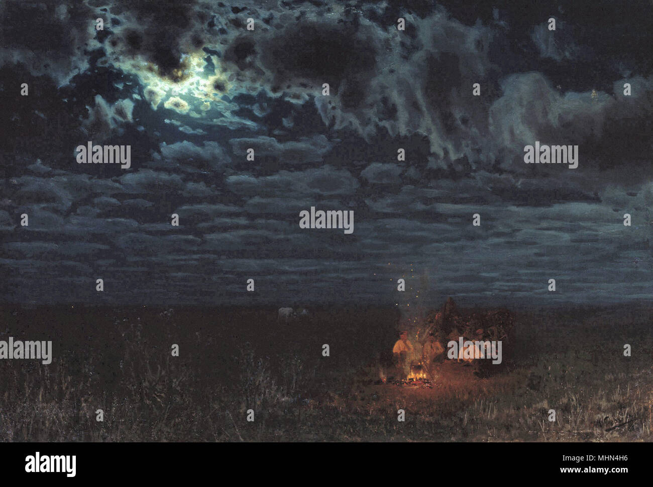 Sergejev Nikolai Alexandrovich - at Night in the Steppe Stock Photo - Alamy