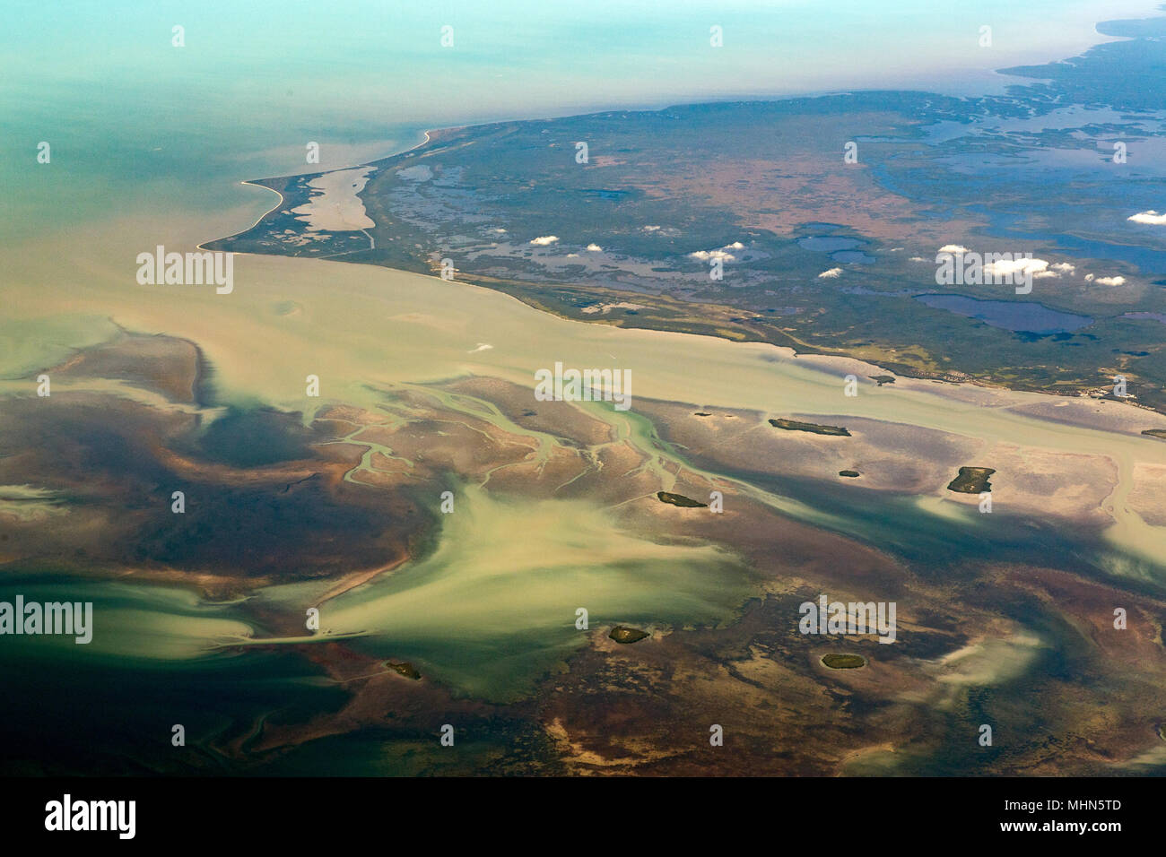 Florida Miami aerial view panorama landscape everglades from airlplane ...