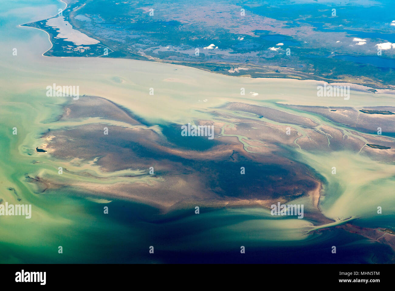 Florida Miami aerial view panorama landscape everglades from airlplane ...