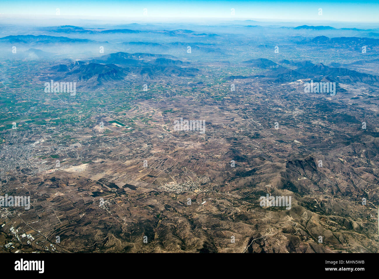 mountains near mexico city aerial view landscape from airplane leon ...
