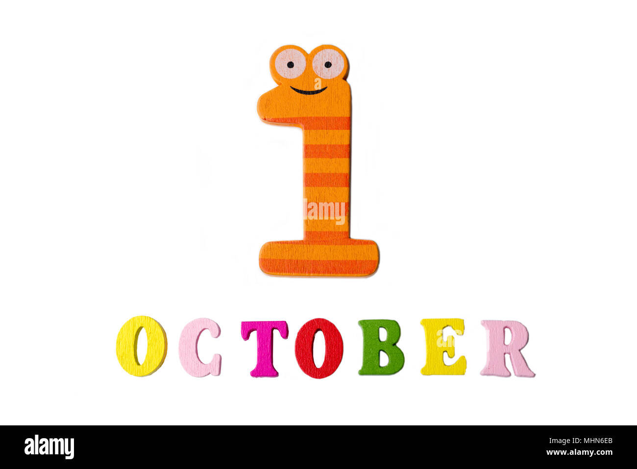 October 1, on a white background, numbers and letters. Calendar Stock ...