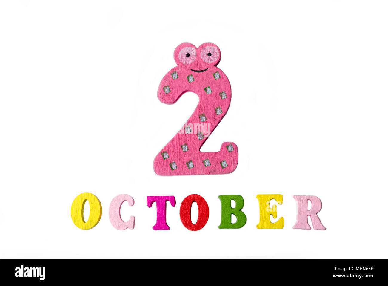 October 2, on a white background, numbers and letters. Calendar Stock ...