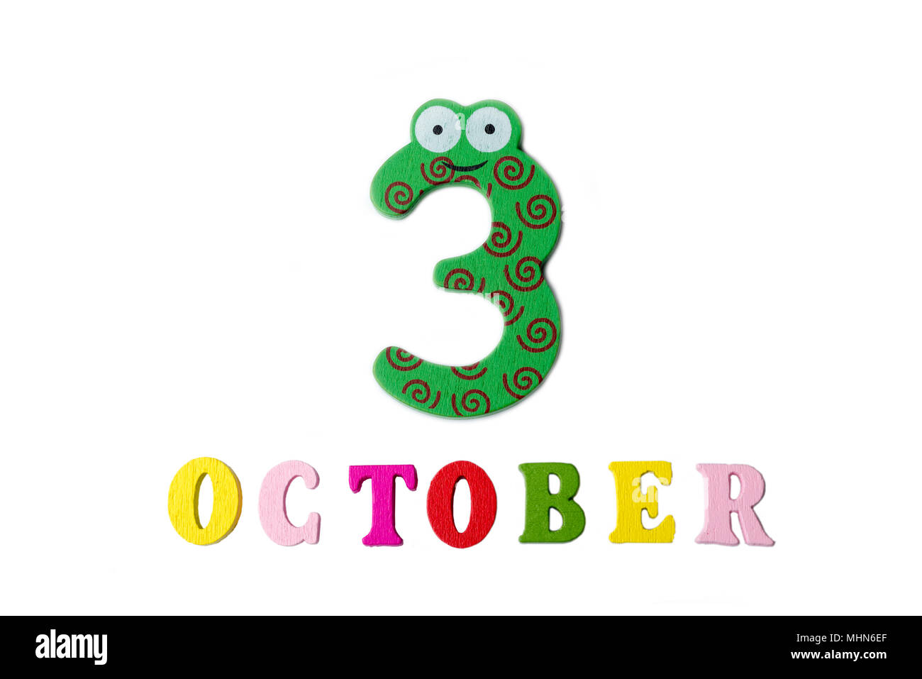 October 3, on a white background, numbers and letters. Calendar Stock ...