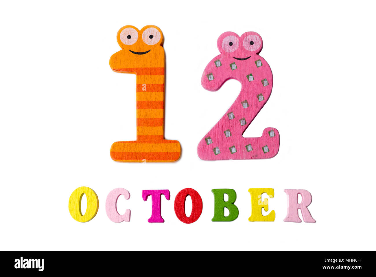 On 12 October, on a white background, numbers and letters. Calendar ...