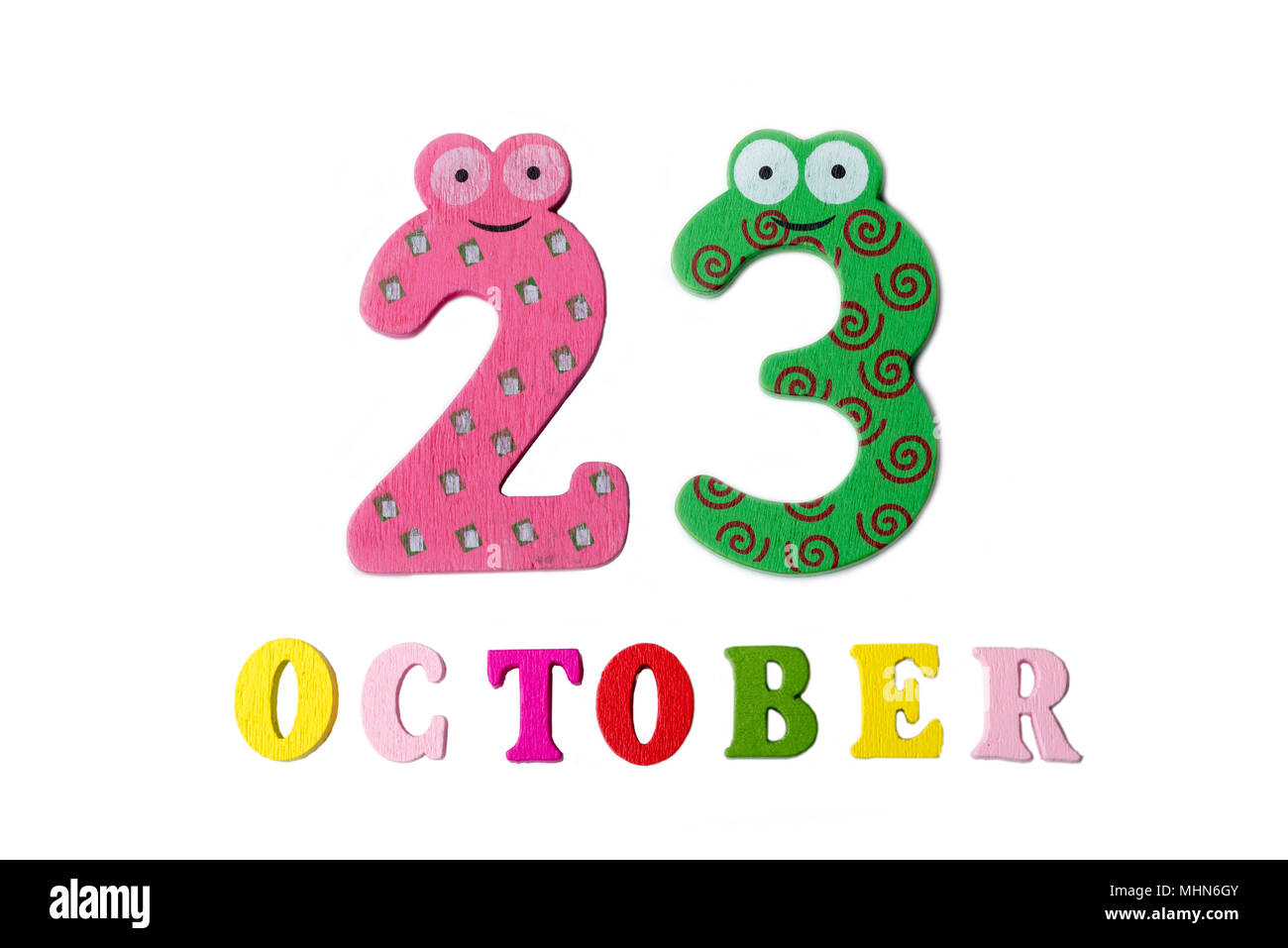 October 23 on white background, numbers and letters. Calendar Stock ...